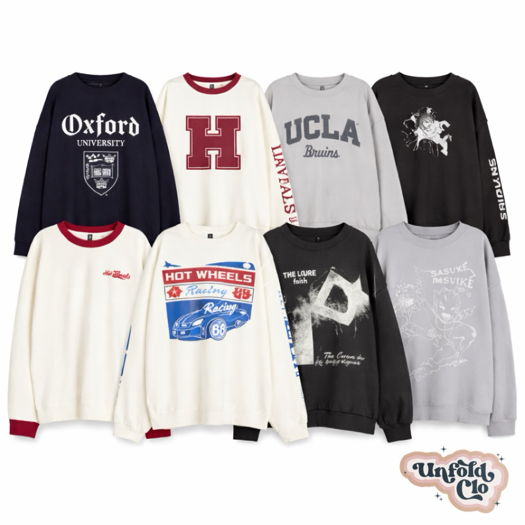 (XXS-M) HM Oversized Printed Sweatshirt | Unfold Clo | Shopee Philippines