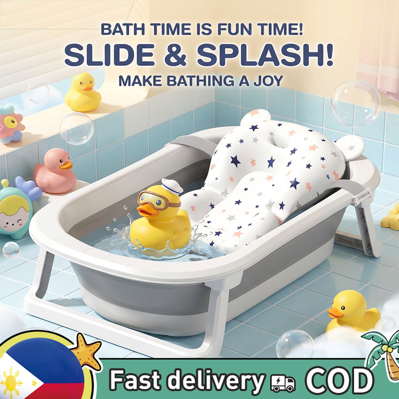 Baby Bath Tub Foldable Bathtub And Bath Mat Set For Kids 0-6 Years ...