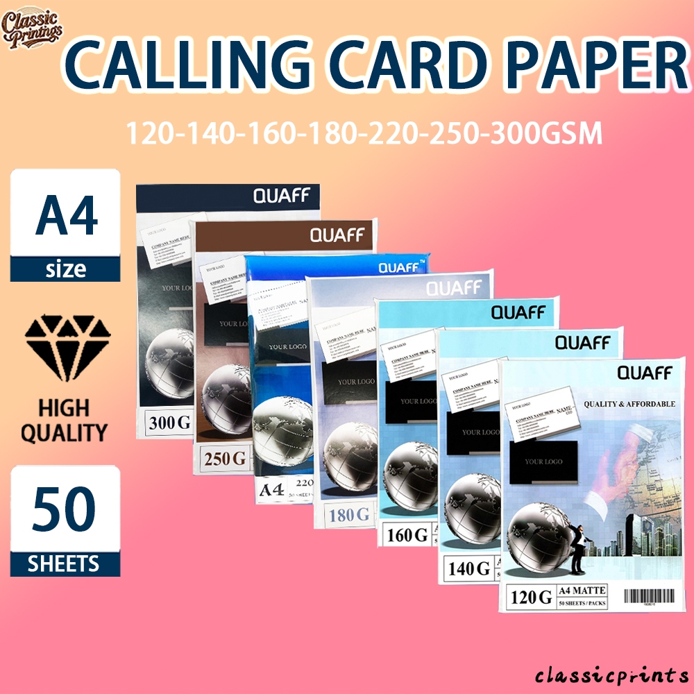 Quaff A4 Size Double Sided Matte/Glitter Calling Card Paper 50 Sheets ...