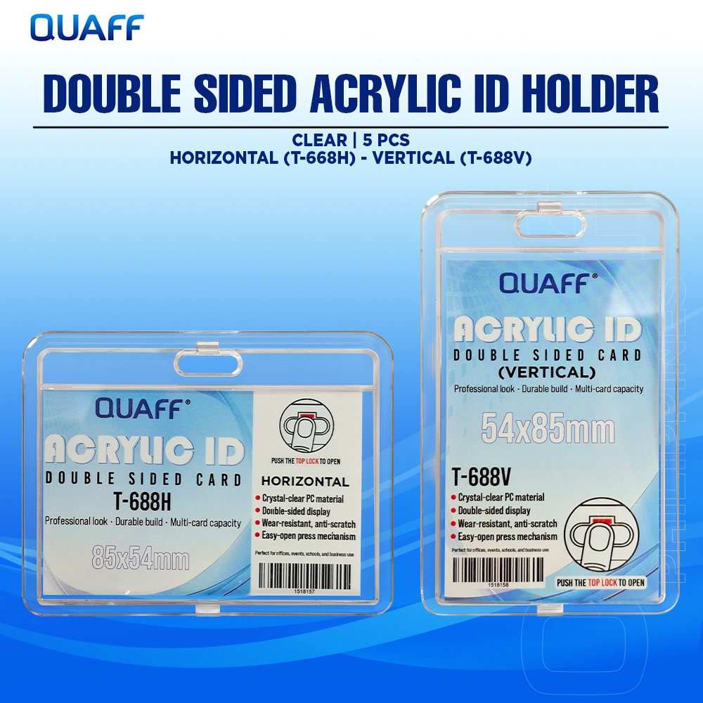 QUAFF 5pcs Clear Acrylic ID Card Holder Vertical/Horizontal ID Case ID ...