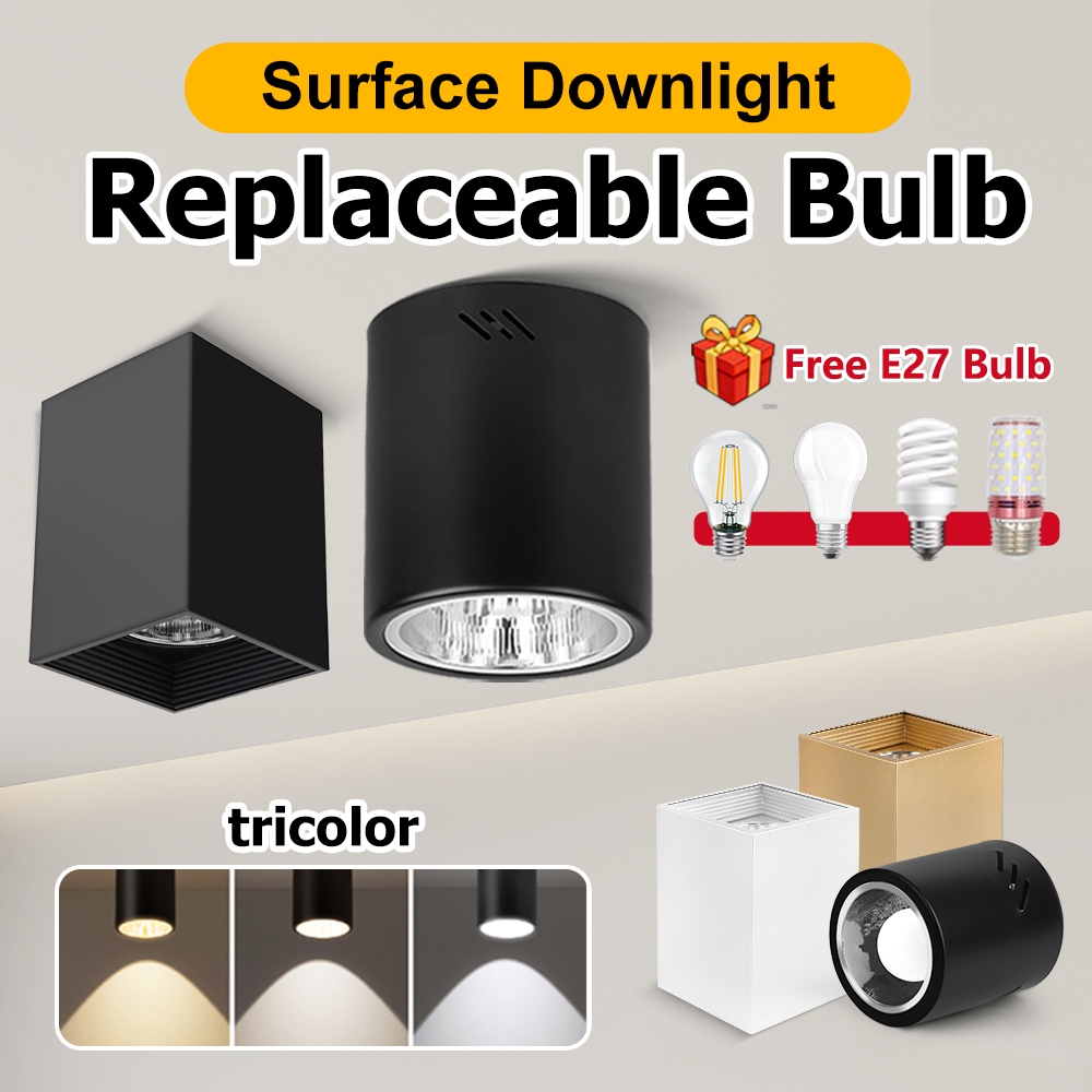 Surface Mounted Downlight Tricolor Pin Light Replaceable Bulb Spot ...