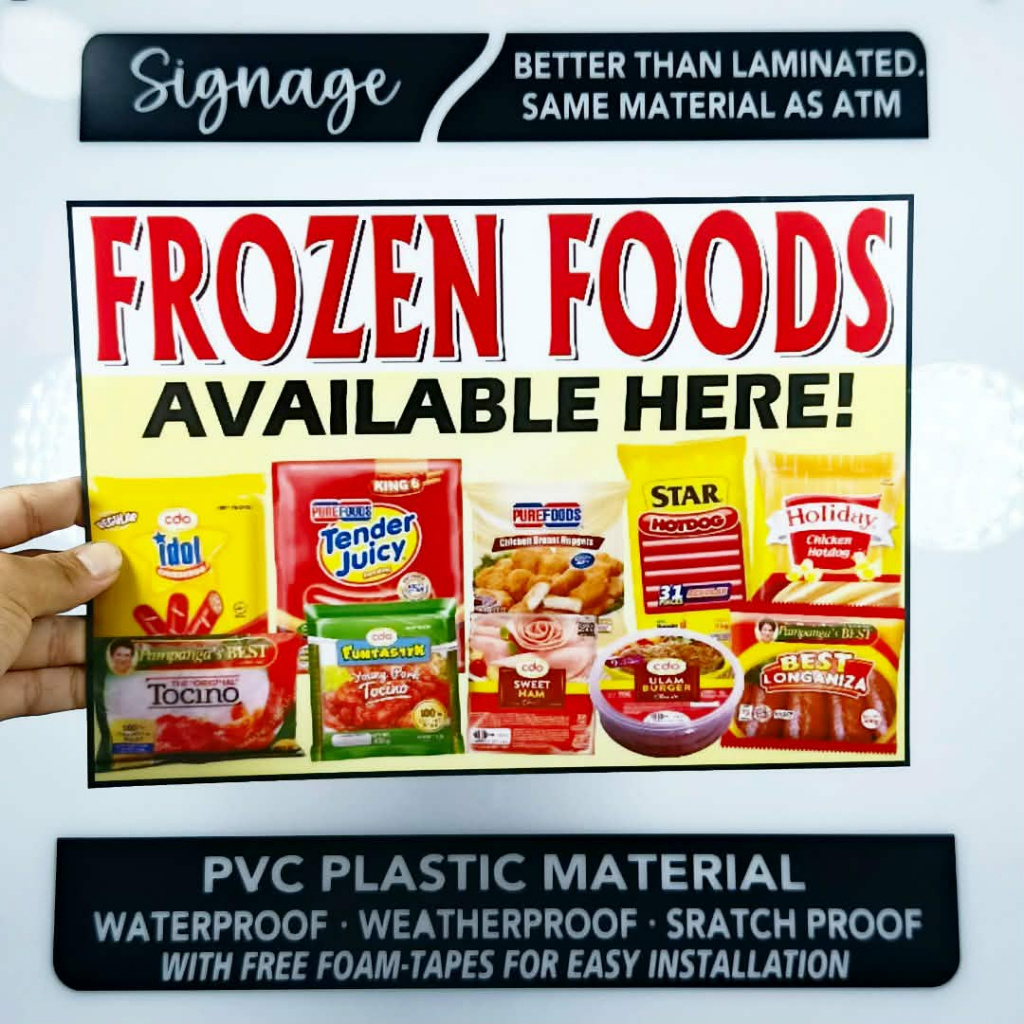 SIGNAGE - FROZEN FOODS - PVC PLASTIC MATERIAL SIGNAGE | Shopee Philippines