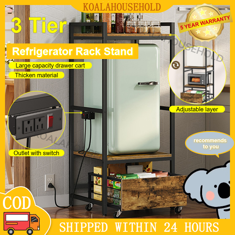 3 Layer Refrigerator Rack Stand with outlet adjustable layer Heavy Duty ...