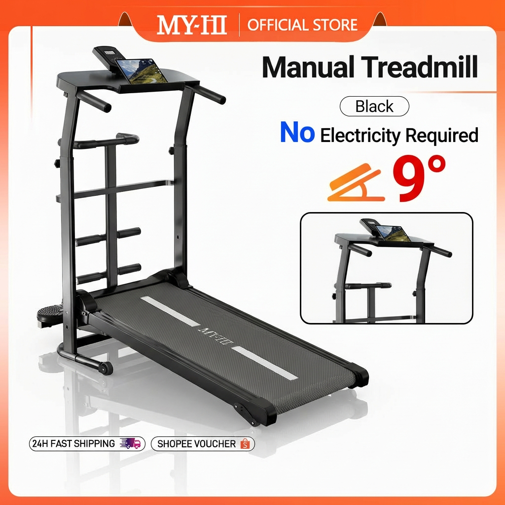 MY-HI Manual Treadmill Intelligent Silent Folding Sports Home Indoor ...