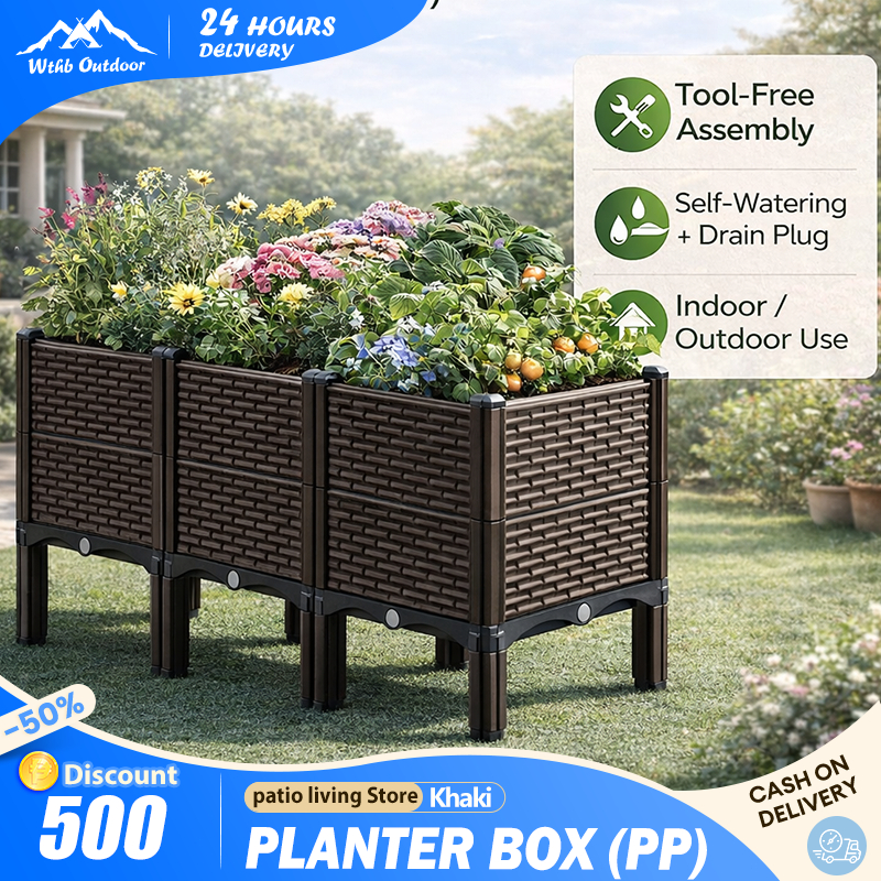 Wthb Outdoor Plant pot Box Deep Square Plastic Box Balcony planting box ...