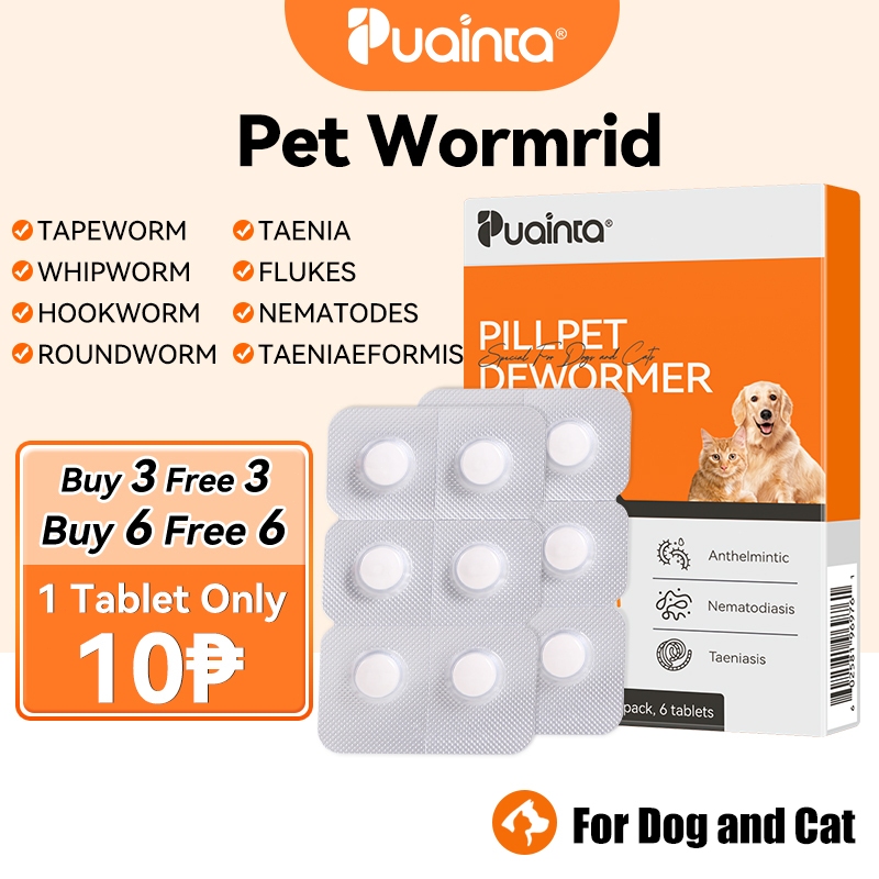 PUAINTA Wormrid Dewormer For Dog Cat Fenbendazole Deworming Tablet ...