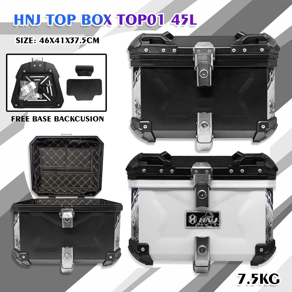 HNJ Top Box TOP01 45L Liters Compartment Moto Box Helmet Luggage Trunk ...