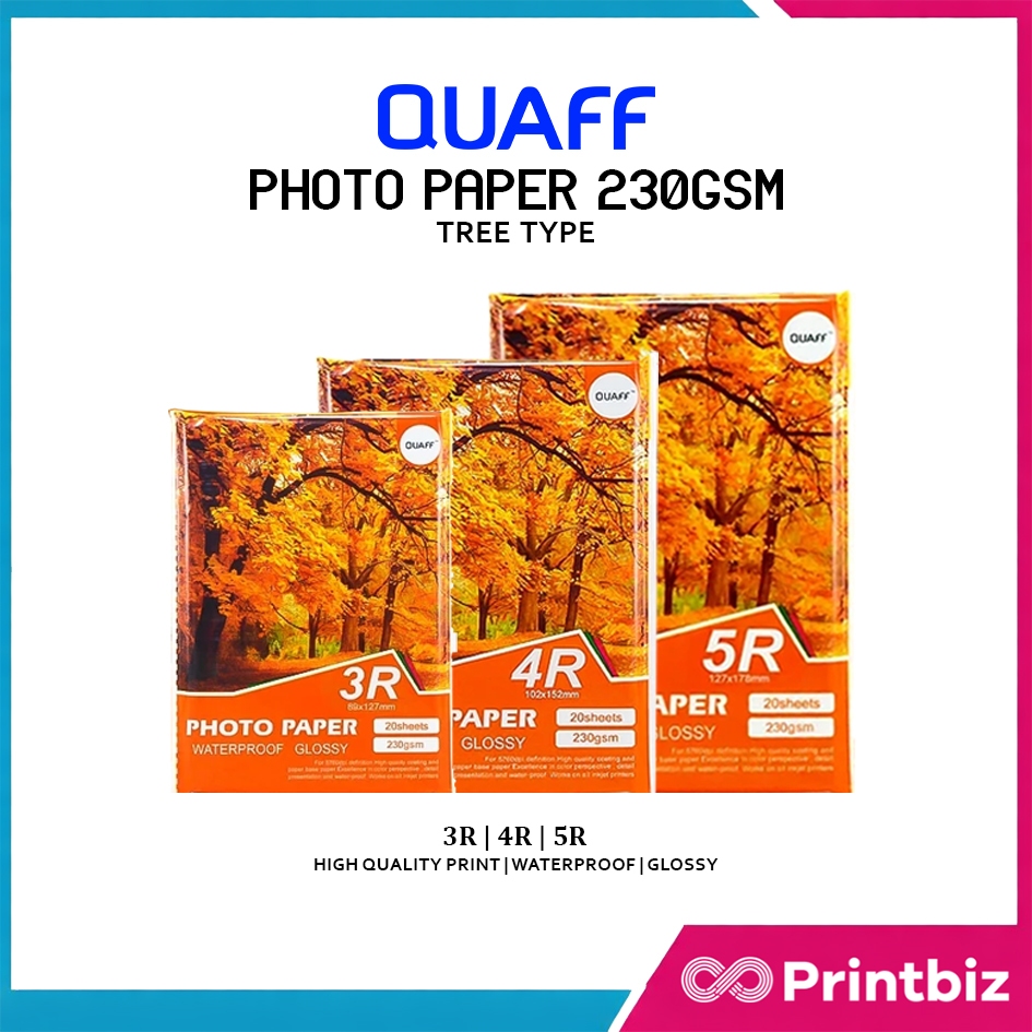 QUAFF Photo Paper A4 Size 180gsm, 230gsm, 115gsm (20 Sheets/Pack of ...