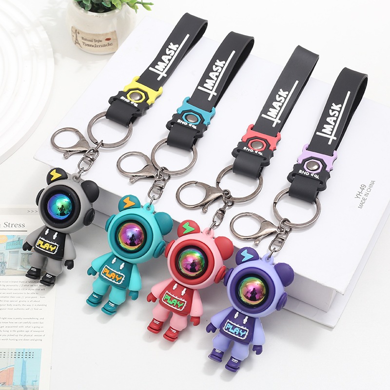 Cartoon Lightning Bear Keychain Cute Astronaut Bear Doll Keyring Bag ...