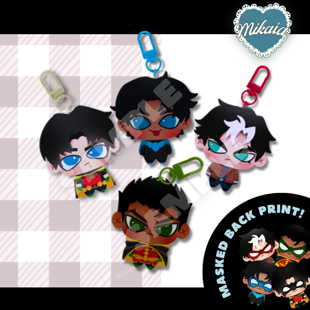 DC BATFAM ROBINS ACRYLIC KEYCHAIN | JASON TODD RED HOOD NIGHTWING TIM ...