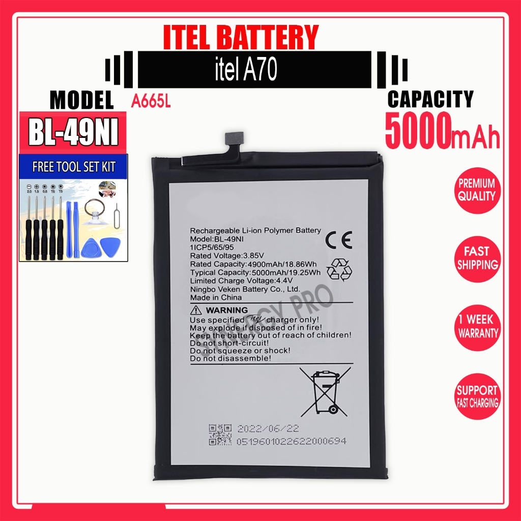 BL-49NI BATTERY FOR ITEL A70 BATTERY MODEL BL-49NI 5000MAH CAPACITY AND ...