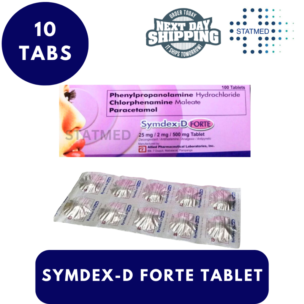 Symdex-D Forte Tablet Paracetamol + PPA + Chlorphenamine Bioflu Neozep ...