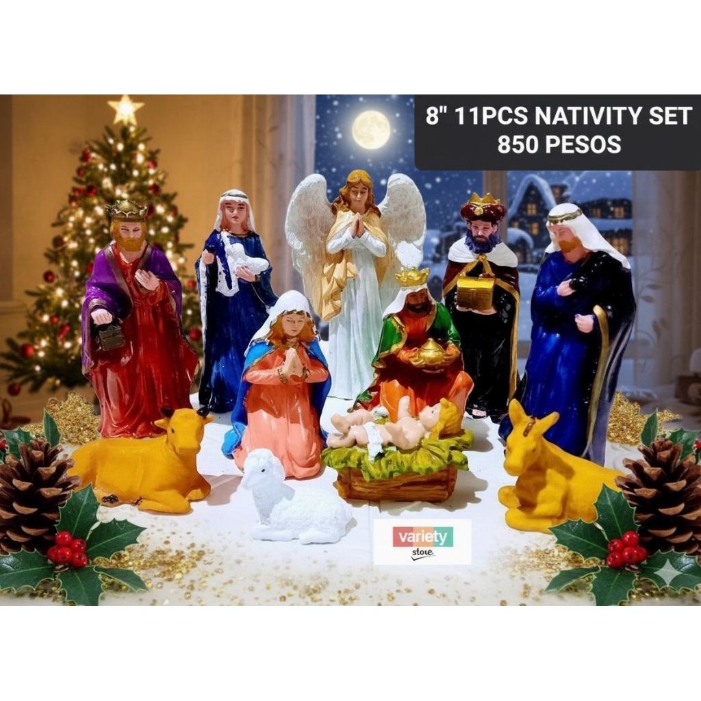 11PCS CHRISTMAS NATIVITY SET 6-7 inches CHEAPEST IN SHOPEE! | Shopee ...
