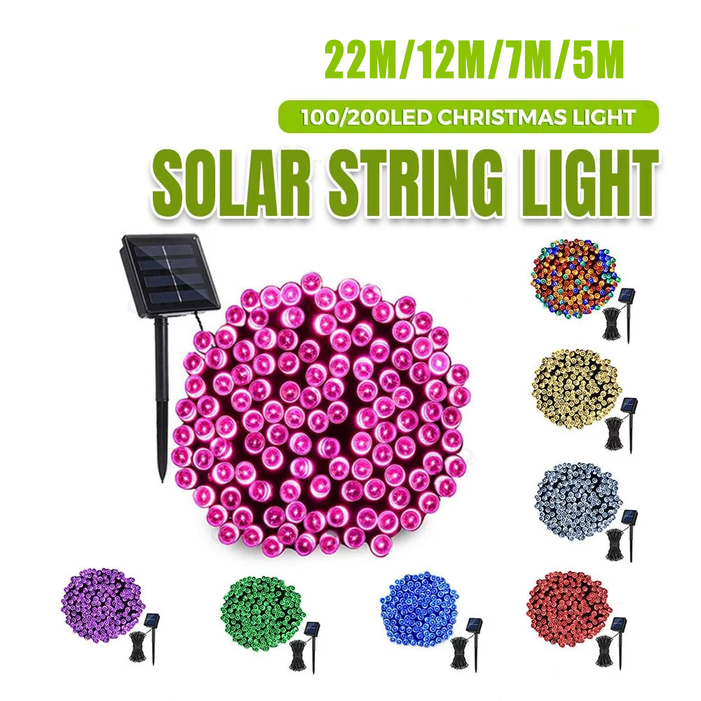 22M 200LED Solar String Light Outdoor Solar Christmas Light Decoration ...