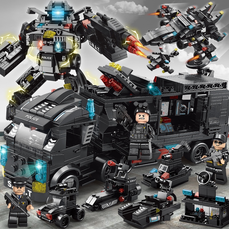 8 IN 3 Set SWAT City Police Robot with Minifigures Building Blocks Toys ...