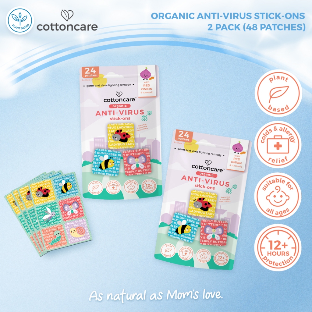 Cottoncare™ (48pcs) Organic Anti-Virus Stick Ons Red Onion Turmeric ...