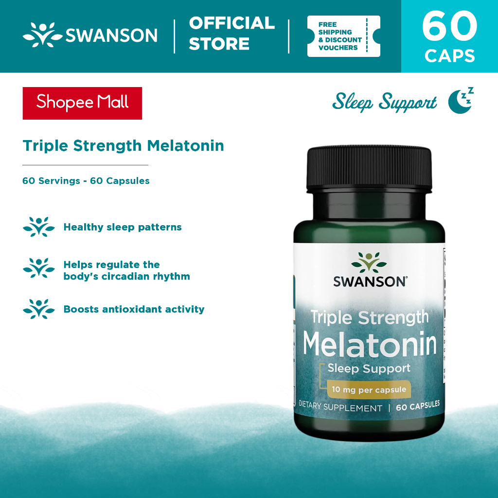 Swanson Triple Strength Melatonin 10 MG Sleep Aid | 60 CAPS | OFFICIAL ...