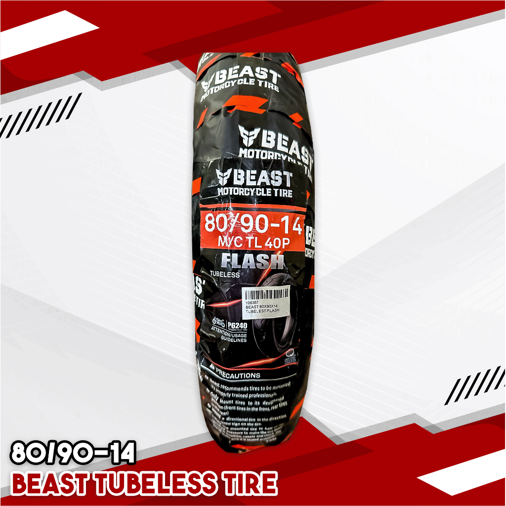 BEAST TUBELESSS TIRES BY 80/90-14 | Shopee Philippines