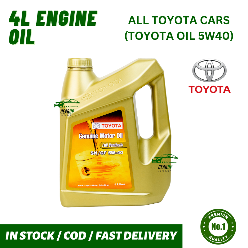 ENGINE OIL 4L TOYOTA GOLD for ALL TOYOTA CARS (Toyota Oil 5w40 4L ...
