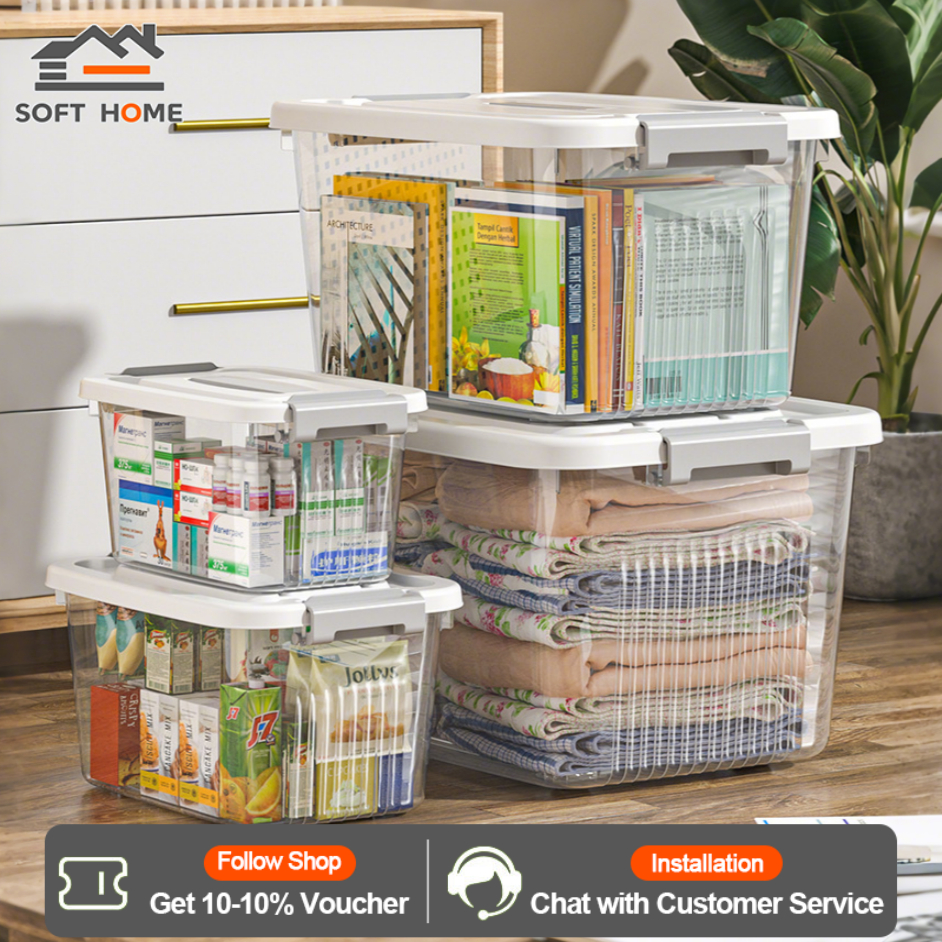 SOFTHOME Large Capacity Transparent Storage Box Snack Toy Organzier ...