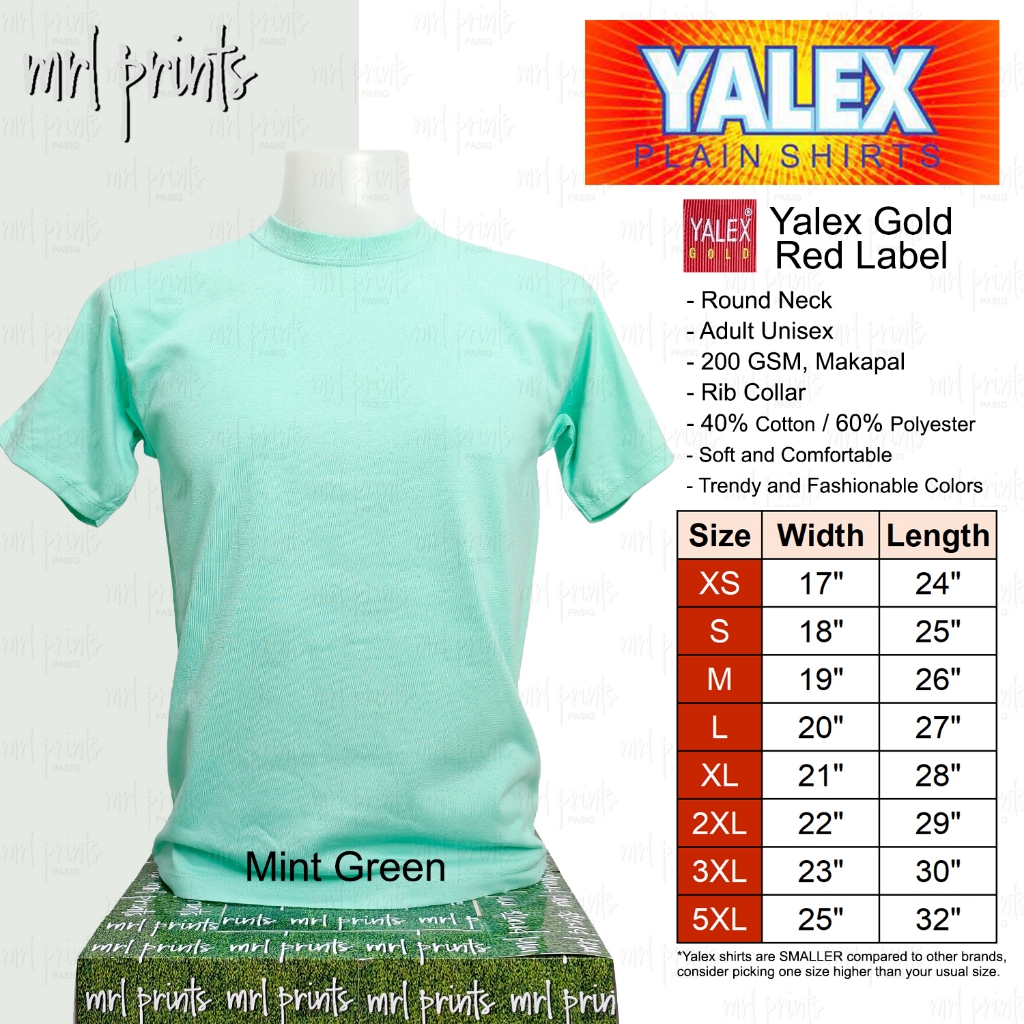 Yalex Plain Shirt Mint Green Red Label Gold Makapal Premium Unisex ...