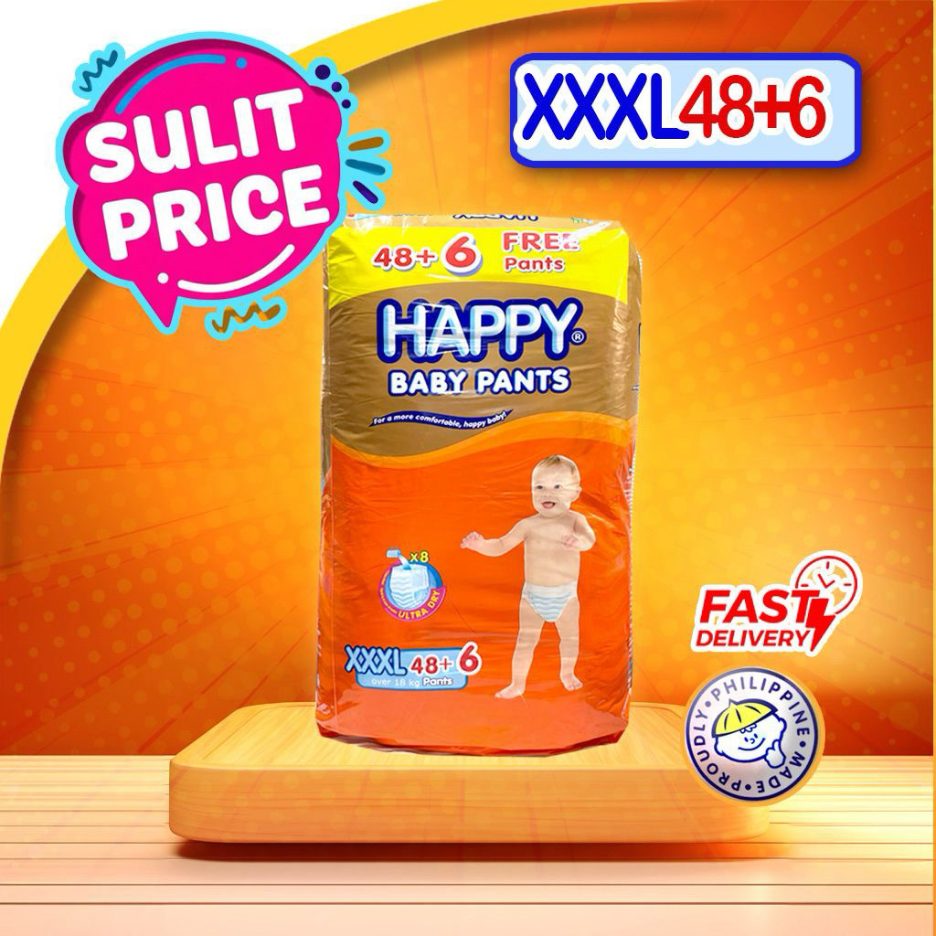 Happy Baby Pants Diapers XXXL 48’s (+6 free) | Shopee Philippines