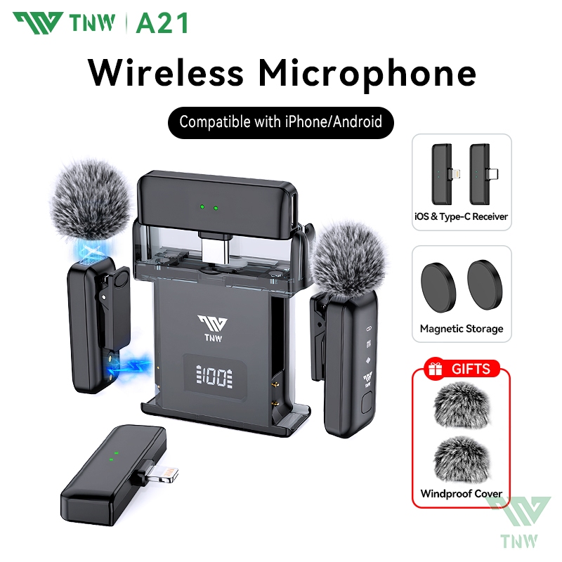 TNW A21 Dual Wireless Lavalier Microphone with Noise Cancellation ...