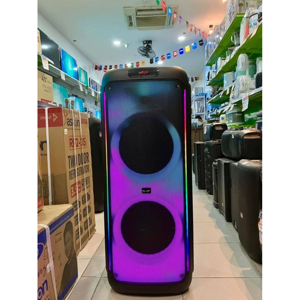 BRODU 12INCHES*2 BIG KARAOKE BLUETOOTH SPEAKER WIRELESS MIC AND WIRED ...