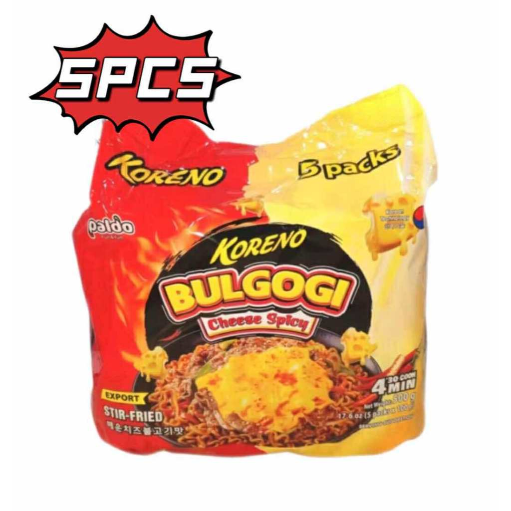 5PCS/1PACK BULGOGI Cheese Spicy Paldo Koreno Stir-Fried Instant Noodles ...