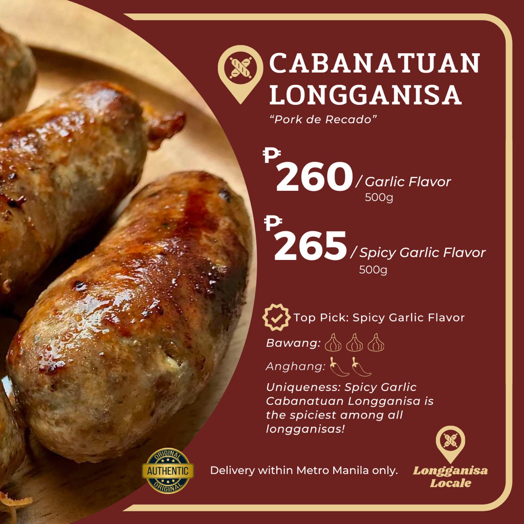 Cabanatuan Longganisa Pork Garlic 500 grams | Shopee Philippines