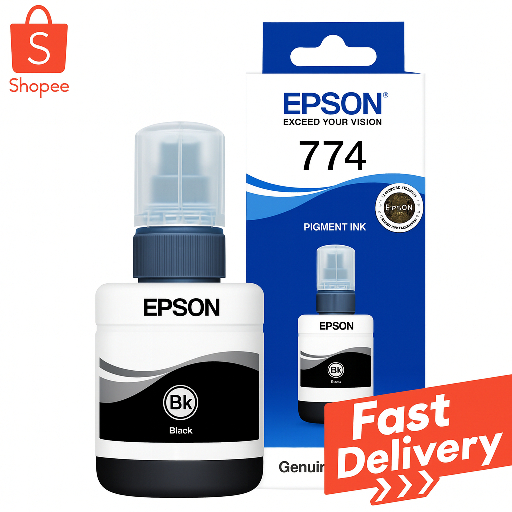 Epson 774 Black Ink Bottle 140ml Pigment Ink for L655 L605 L1455 ...