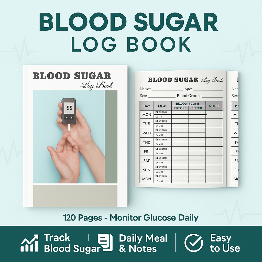 Blood Sugar Log Book – Diabetes Tracker Notebook | Glucose Monitoring ...