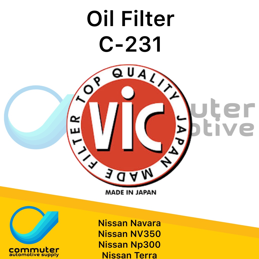 [C-231] VIC Oil Filter Nissan Navara NP300, Nissan Urvan NV350, Nissan ...