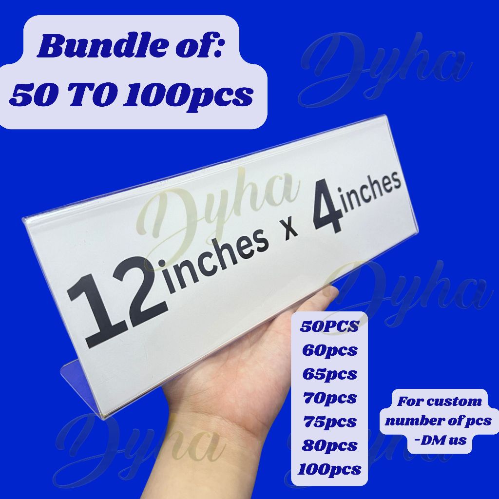 Clear Acrylic Stand Slant Style [12" x4"] BUNDLE Table Name Sign Holder ...