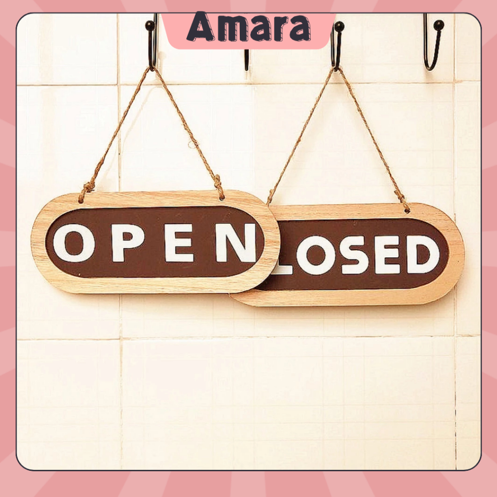 Open Closed Hanging Sign Wooden 2 Sided Business Open Closed Signage ...