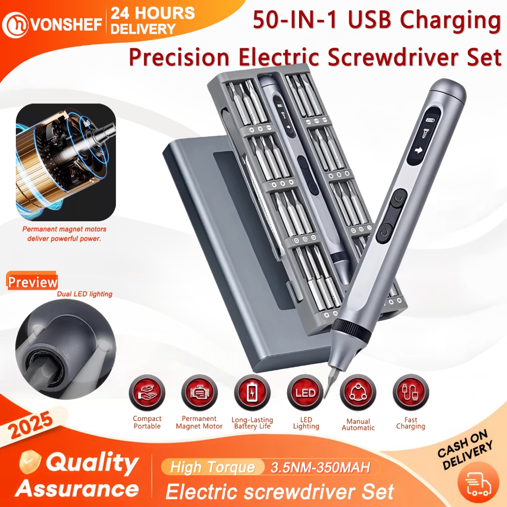 50-IN1 Precision Cordless Screwdriver Set Mini Electric Hand Drill for ...
