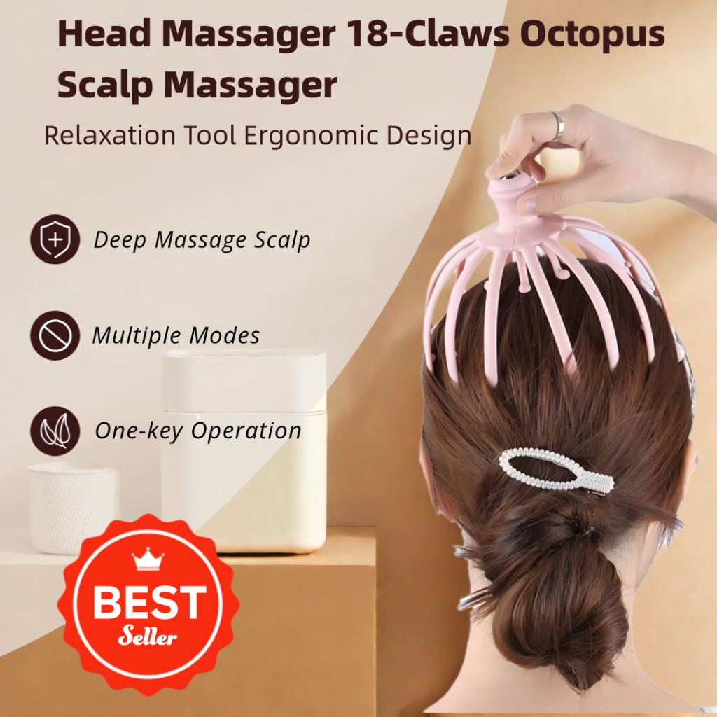 Manual Head Massager 12 Fingers, Octopus Claw Scalp Scratcher for ...