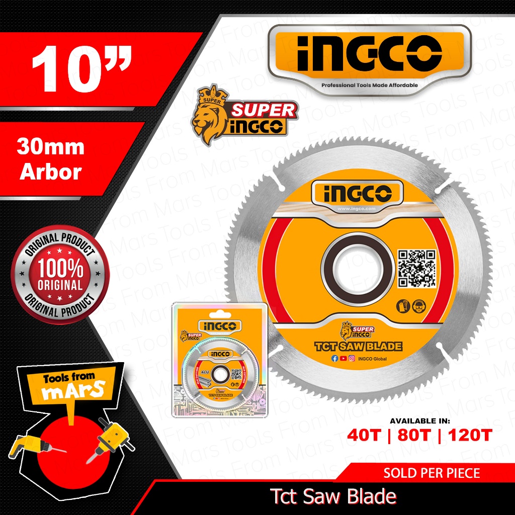 INGCO 10" (254mm) 40T/80T/120T TCT Saw Blade for Wood & Aluminum ...