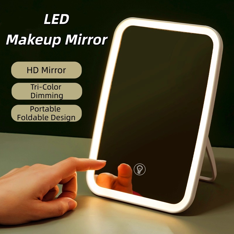LED Makeup Mirror Tabletop Makeup Mirror Touch Screen Standing Vanity ...