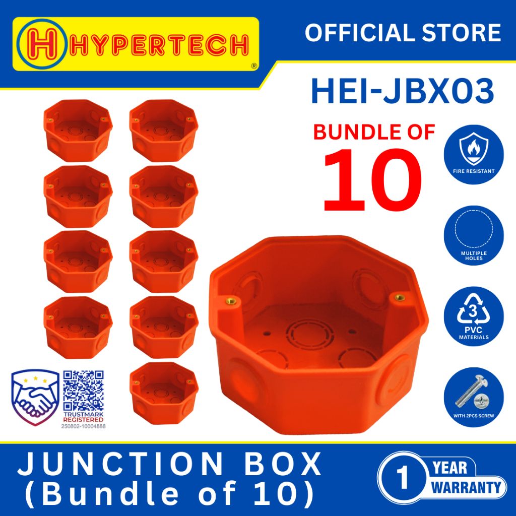 HYPERTECH Electrical Junction Box - BUNDLE OF 10PCS - Plastic - Orange ...