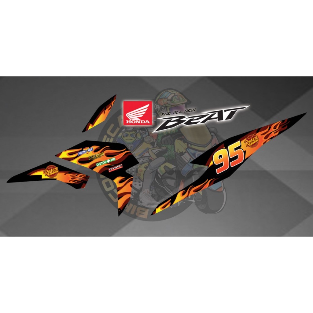 honda beat v3 rusteze decals bikcol decals | Shopee Philippines