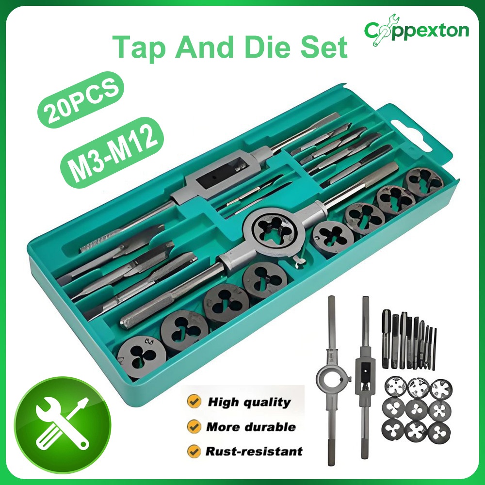 20PCS Adjustable Tap and Die Set Hand Tap Wrench threader Metric ...