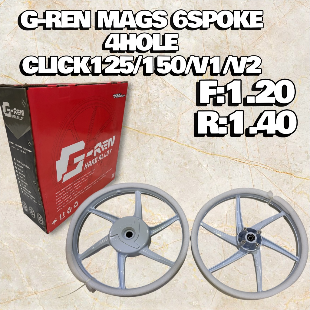 G-REN(GREN) CLICK125/150/V1/V2/CLICK160 6 SPOKE MAGS 4 HOLES SIZE FRONT ...