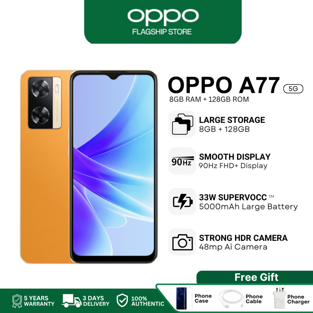 OPPO A77 | 8GB+128GB Smartphone | 33W Fast Charge | 50MP AI Dual Cam ...