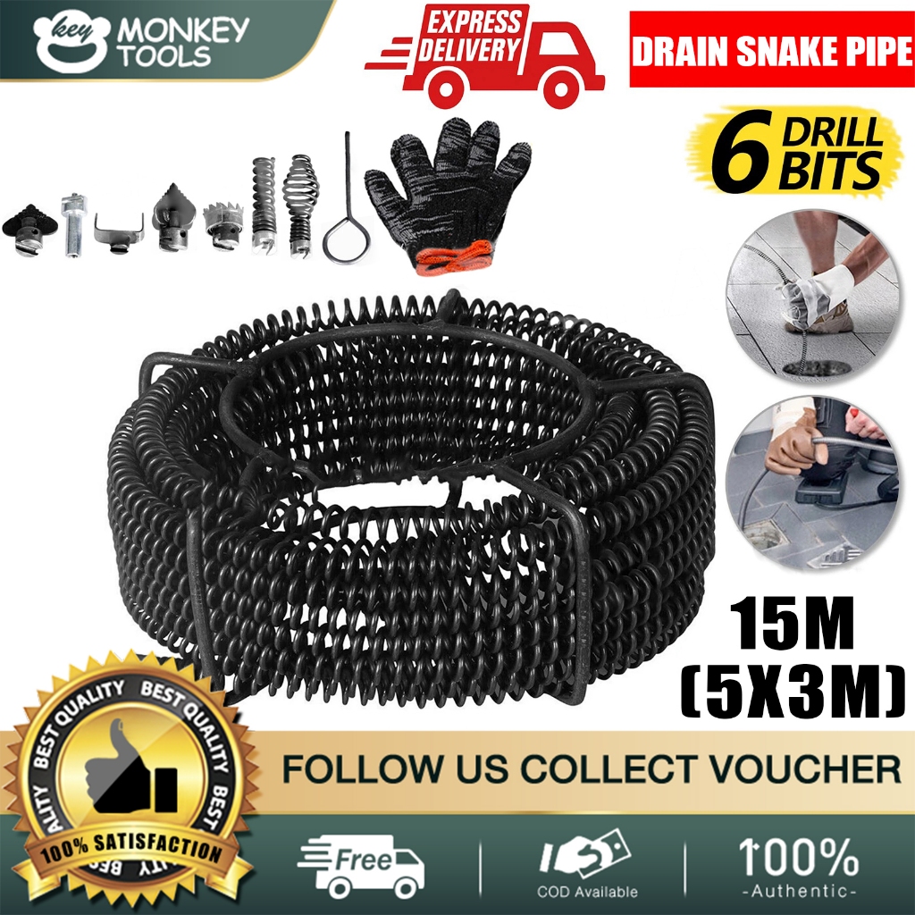 6-15M Sewer Dredging Spring Electric Drill Drain Cleaner Machine ...