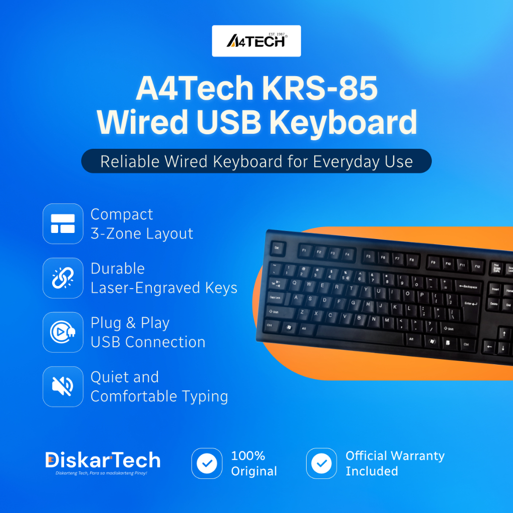 A4Tech KRS-85 Wired USB Keyboard | Shopee Philippines