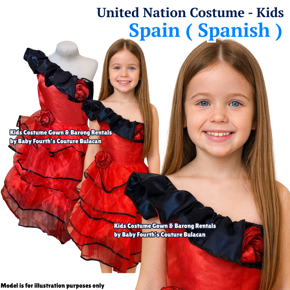 United Nation Spain Traditional Spanish Organza Dress Costume for Kids ...