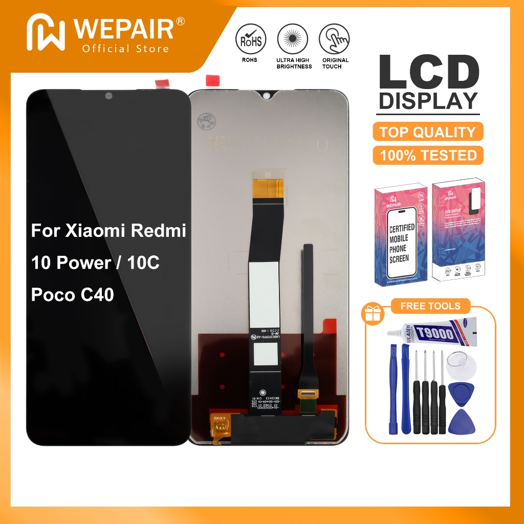 WEPAIR Original LCD For Xiaomi Redmi 10 Power/10C/Poco C40 Touch Screen ...