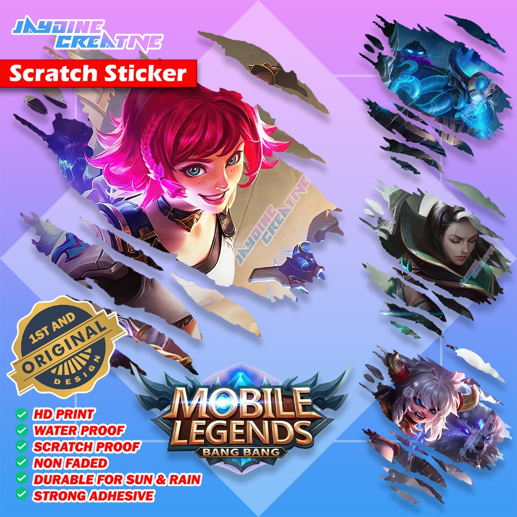Mobile Legends v4 Scratch Design Sticker, Indoor Outdoor Vinyl Sticker ...