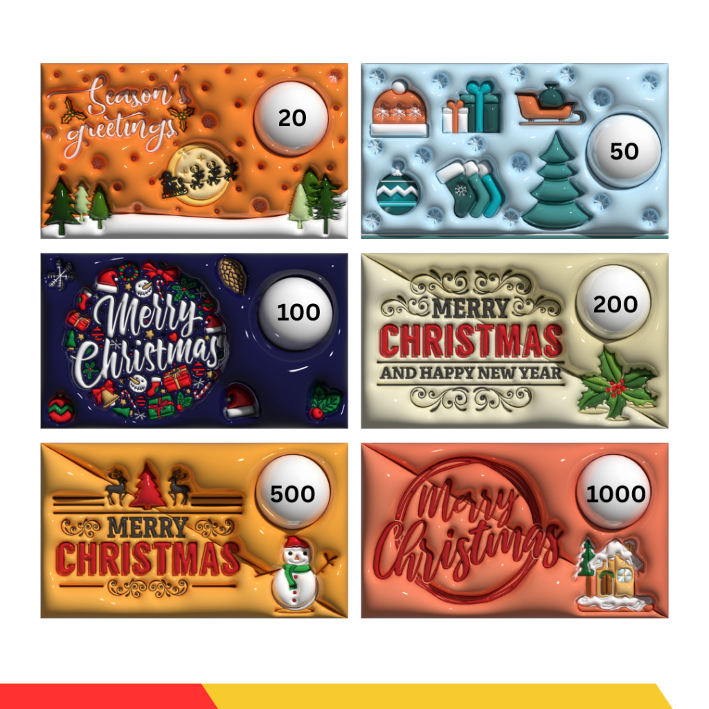 3D Christmas Scratch Card–Perfect for Christmas, birthdays Assorted ...